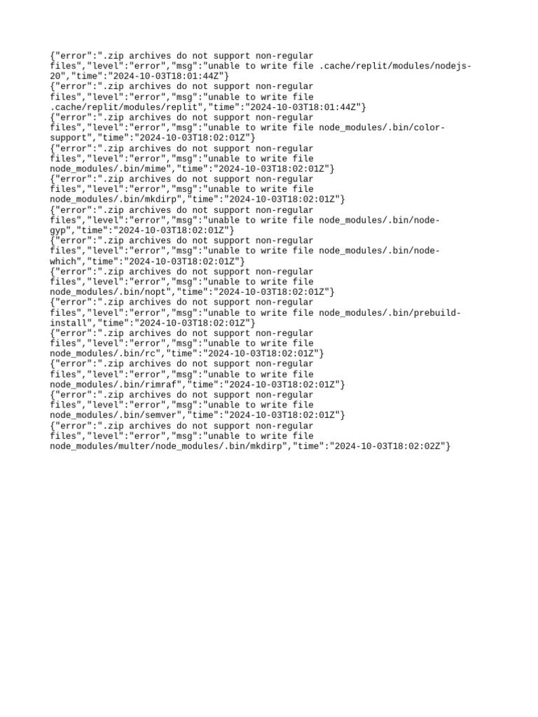 Replit Zip Error Log | PDF