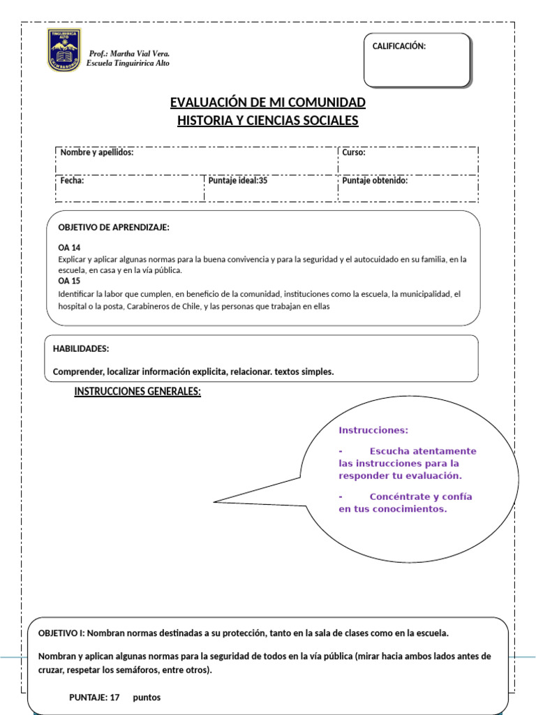 Evaluación Mi Comunidad | PDF | Escuelas | Evaluación