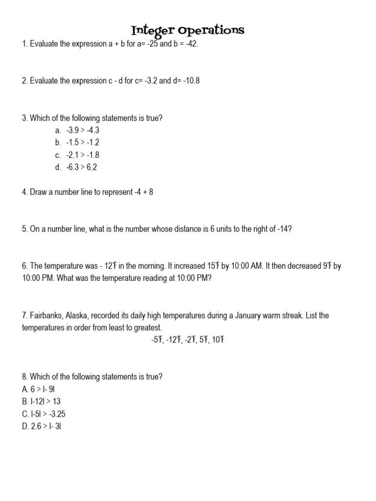 Integer Operations | PDF