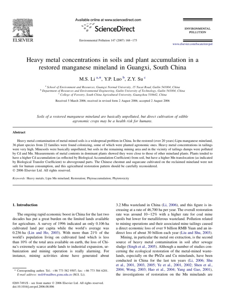 Heavy Metal Concentrations in Soils and Plant Accumulation in A | PDF ...