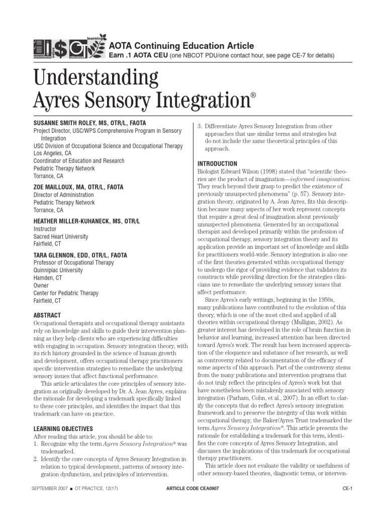Understanding Ayres Sensory in | PDF | Sensory Processing Disorder ...
