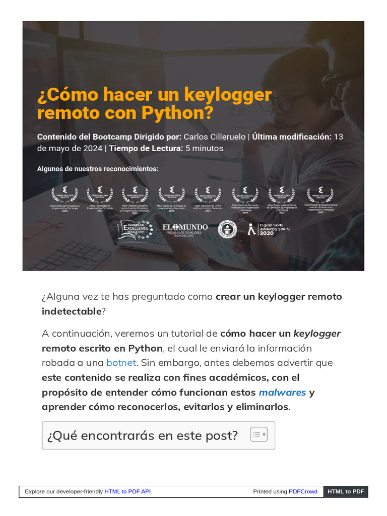 Como Hacer Un Keylogger Remoto Con Python | PDF | Python (lenguaje de programación) | HTML