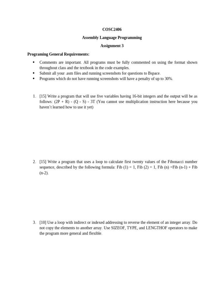 COSC 2406 Assignment 3 - 2023SS | PDF