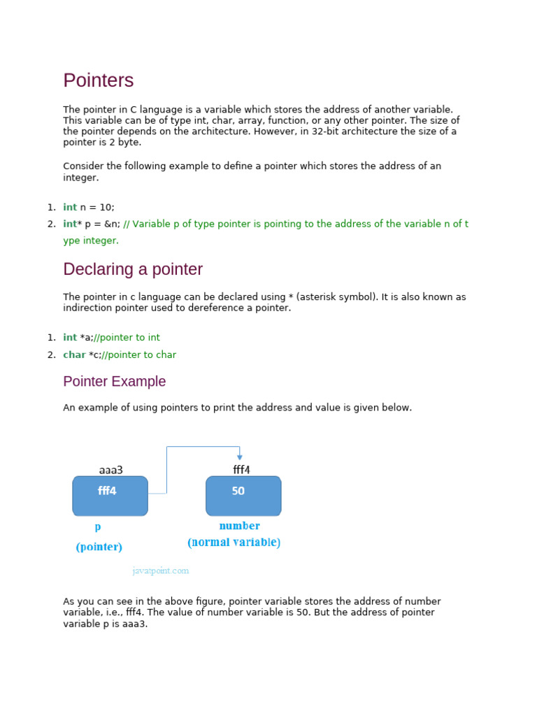 CP CHAPTER6.POINTERS | PDF | Pointer (Computer Programming) | Integer ...
