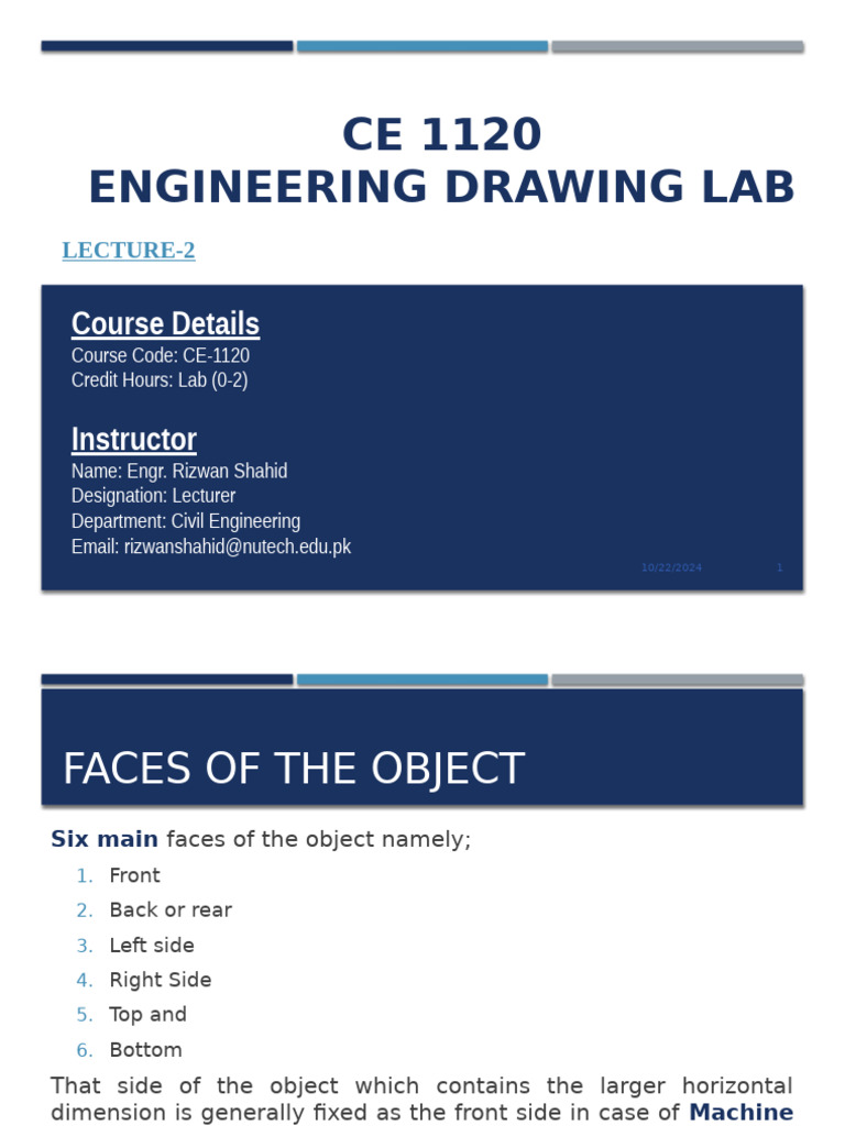 Lecture - 2 Orthographic Projection CE1120 Civil Engineering Drawing ...