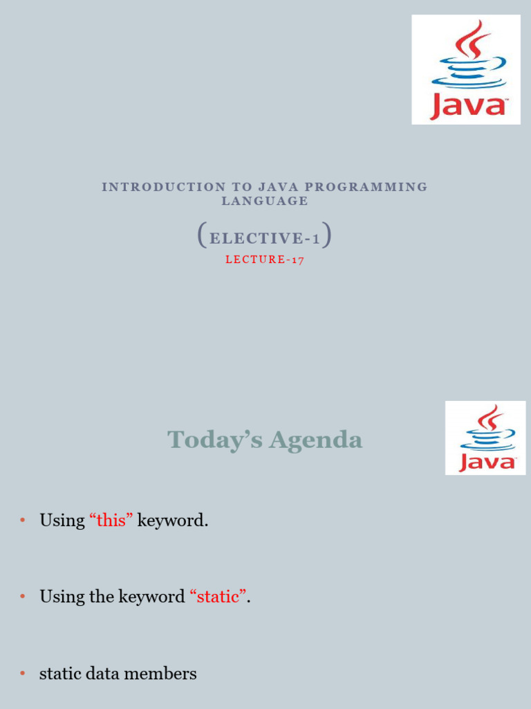 17java Se Keyword This And Static Pdf Method Computer Programming Constructor Object
