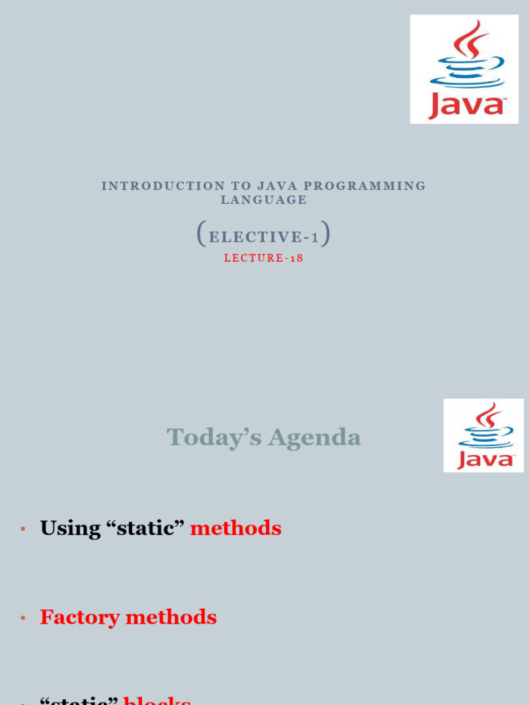 18. Java SE(static methods and blocks) | PDF | Method (Computer Programming) | Constructor ...