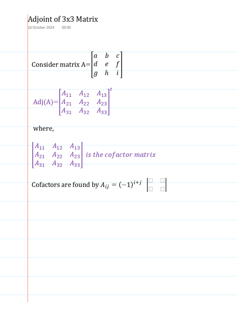 Adjoint of 3x3 Matrix | PDF