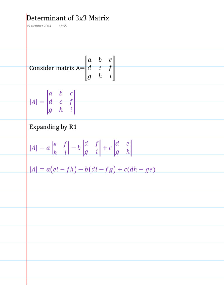 Determinant of 3x3 Matrix | PDF