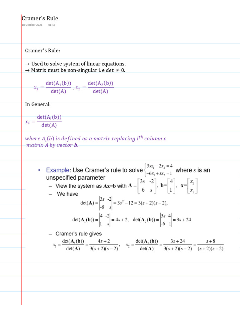Cramer's Rule | PDF