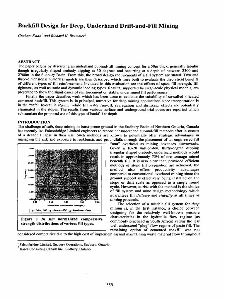 Backfill Design For Deep, Underhand Drift-and-Fill Mining - Brummer ...
