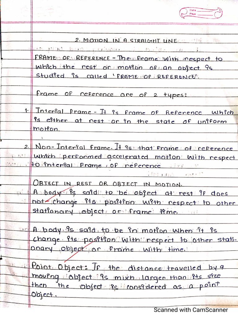 Physics Chapter 2 Motion in a Straight Line | PDF