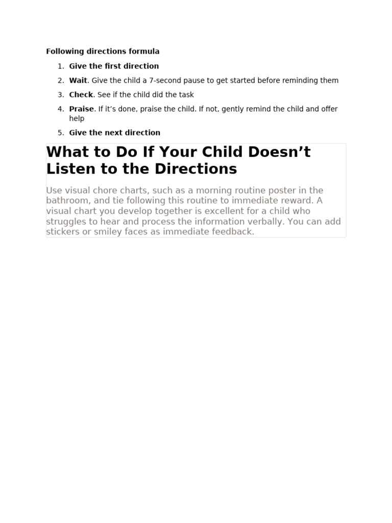 Following Directions Formula | PDF