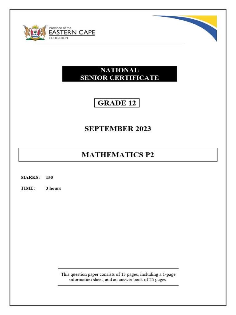 Maths P2 QP Sept 2023 English | PDF | Circle | Trigonometric Functions