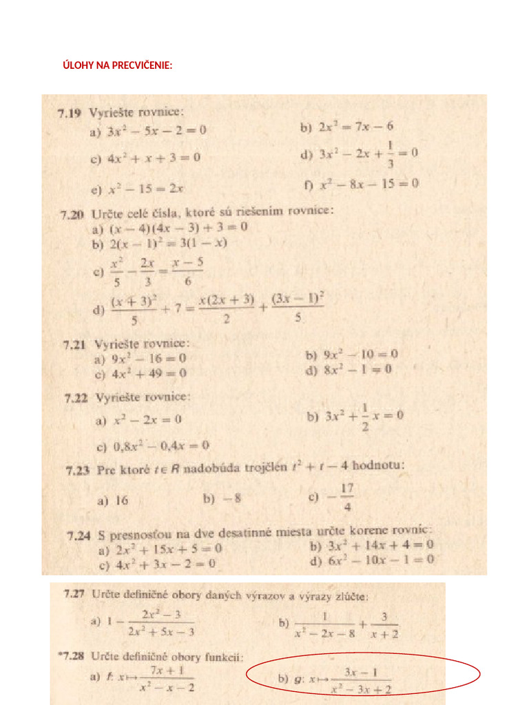 Kvadratick Rovnica 1b - Lohy Na Precvi Enie | PDF