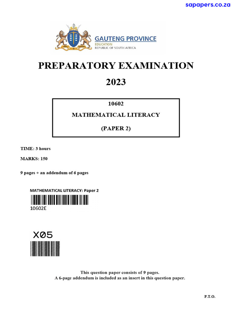 Mathematics P2 (English) QP | PDF | Area | Body Mass Index