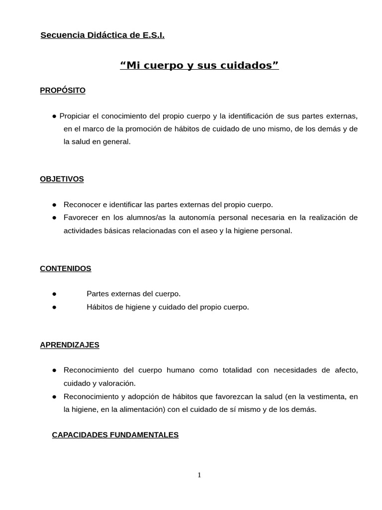 ESI Secuencia Mi Cuerpo y Sus Cuidados | PDF | Lavado de manos