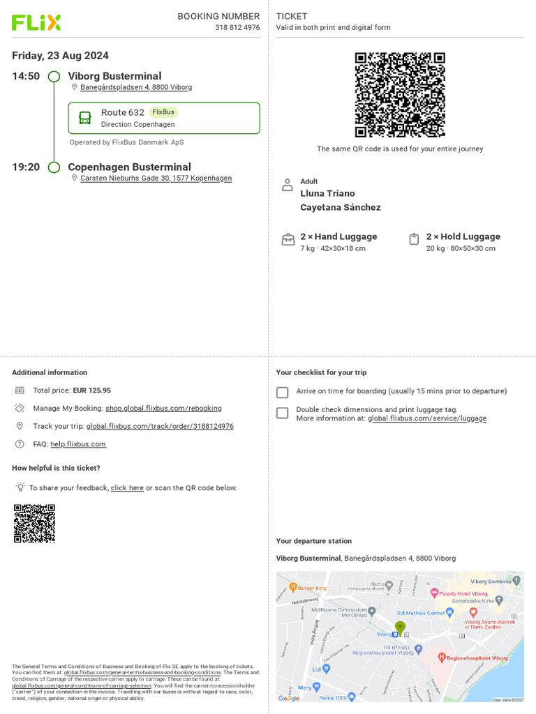 FlixBus Ticket: Viborg to Copenhagen | PDF