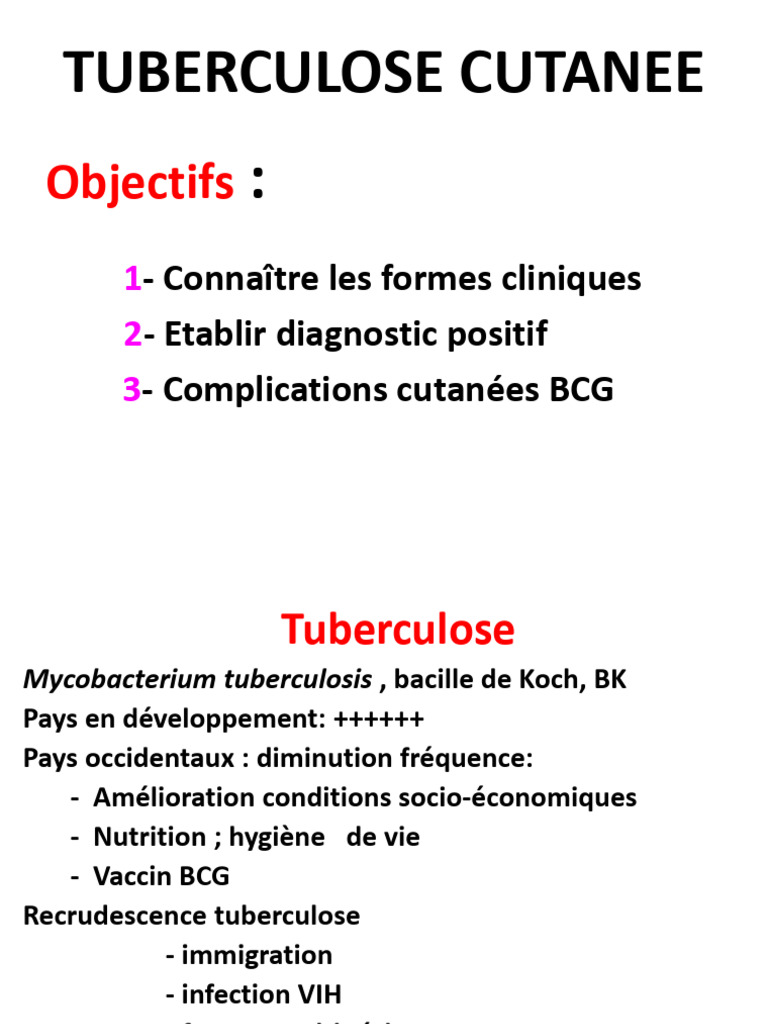 Diagnostic de la tuberculose cutanée | PDF | Tuberculose | Spécialités ...