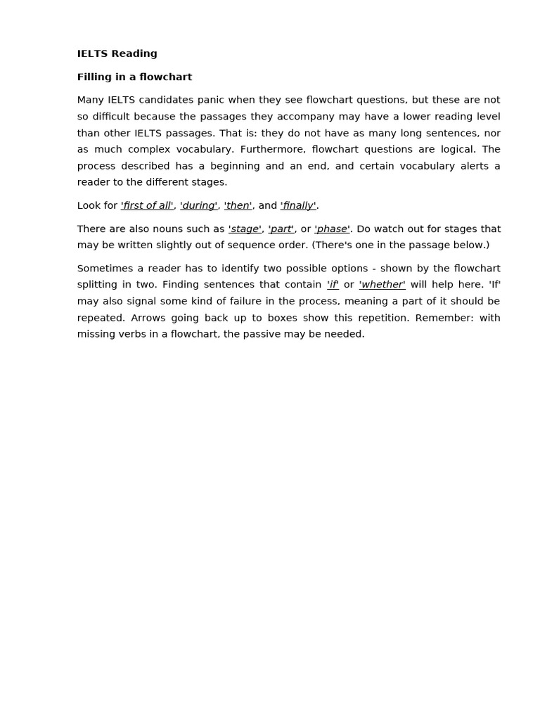 IELTS Reading: Flowchart Guide | PDF