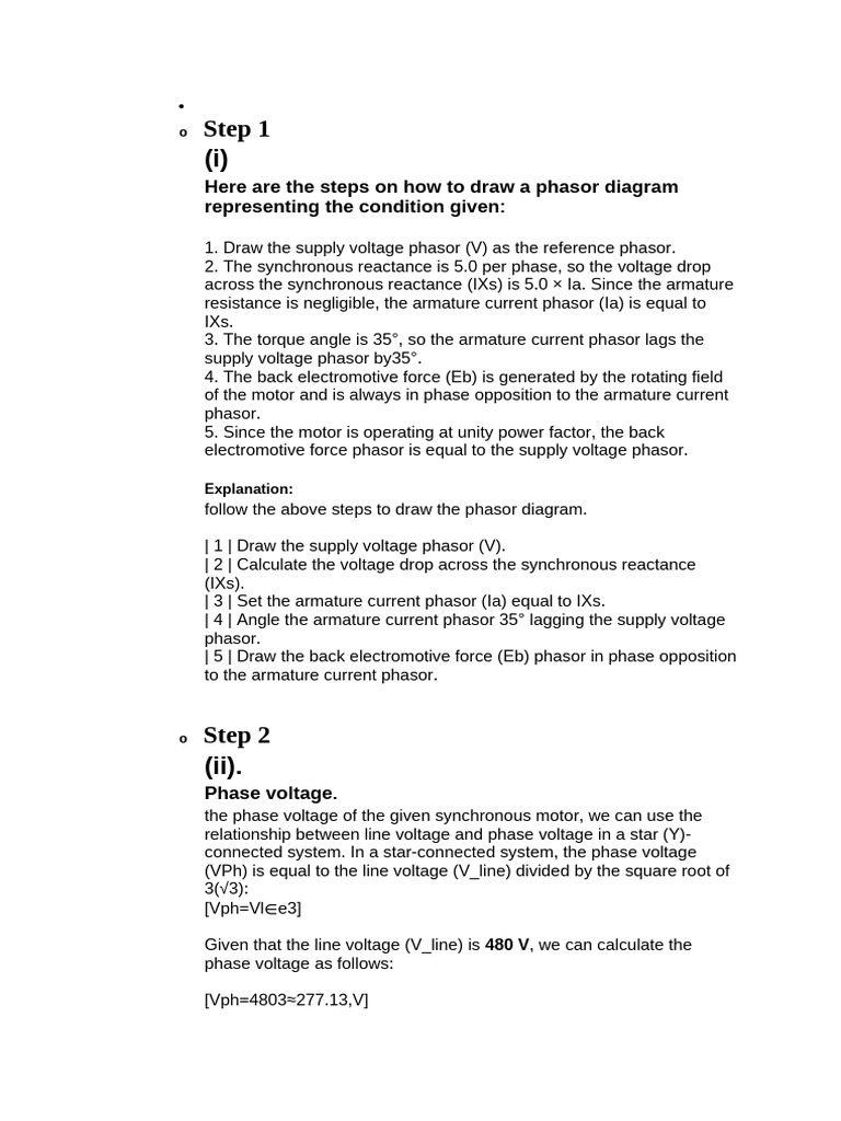Step 1: Here Are The Steps On How To Draw A Phasor Diagram Representing ...