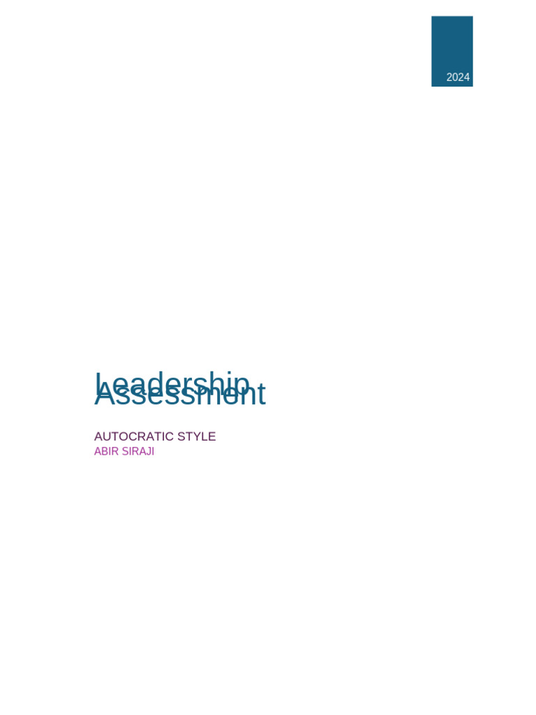 Leadership Assessment Week2 Pdf Leadership Social Psychology