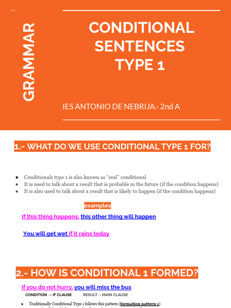 Conditional 1 | PDF | Verb | Subject (Grammar)