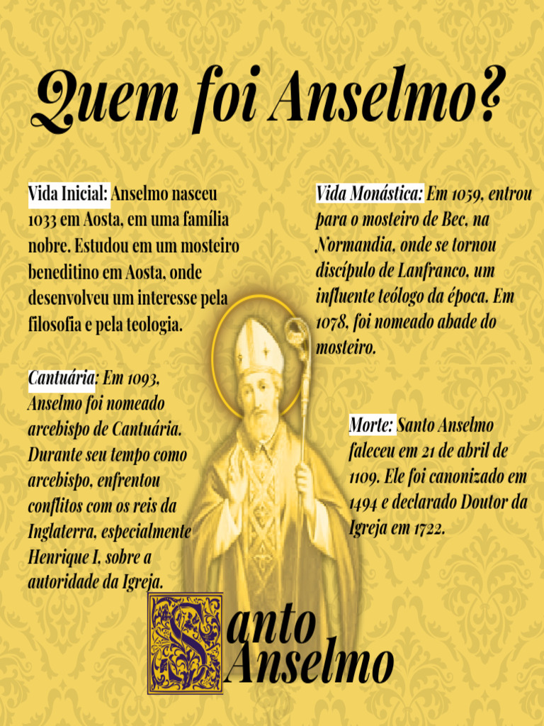 Biografia de Santo Anselmo de Cantuária | PDF