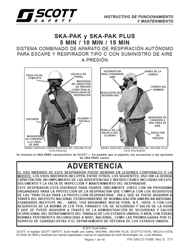 Manual Ska-Pak Scott | PDF | Respiración | Administración de Seguridad ...