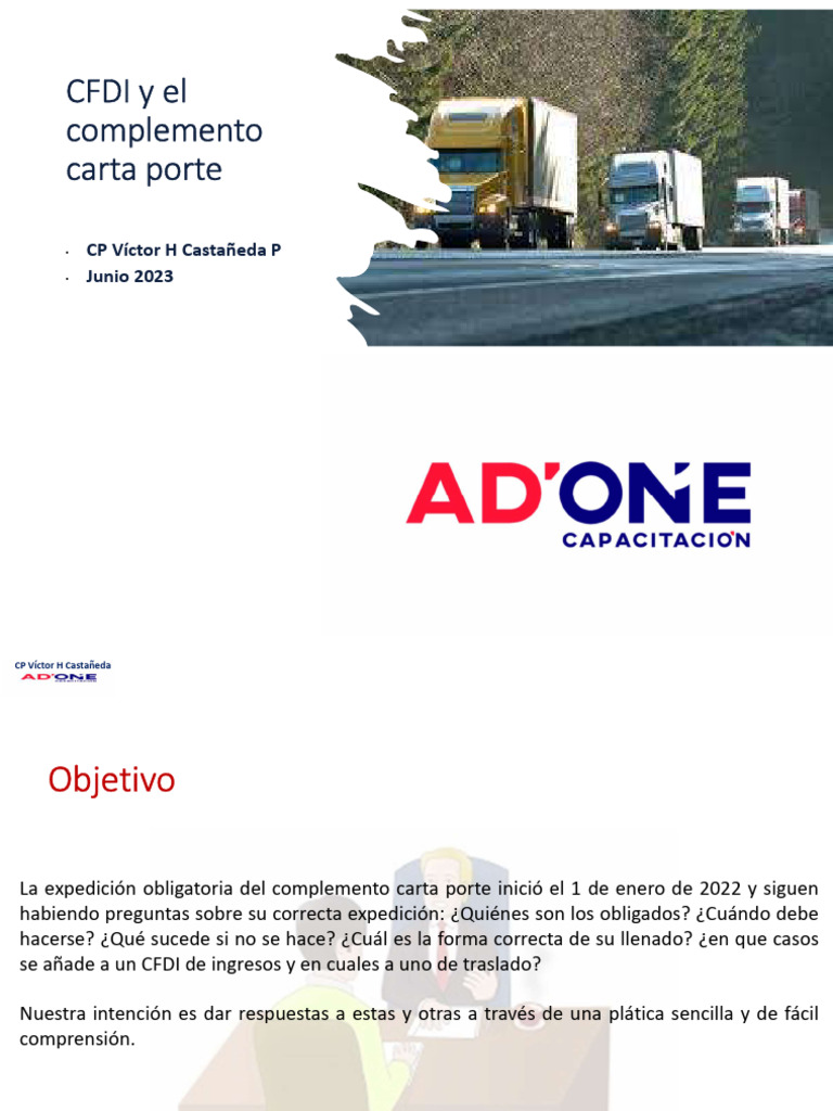 Material CFDI y Complemento carta porte | PDF | Transporte