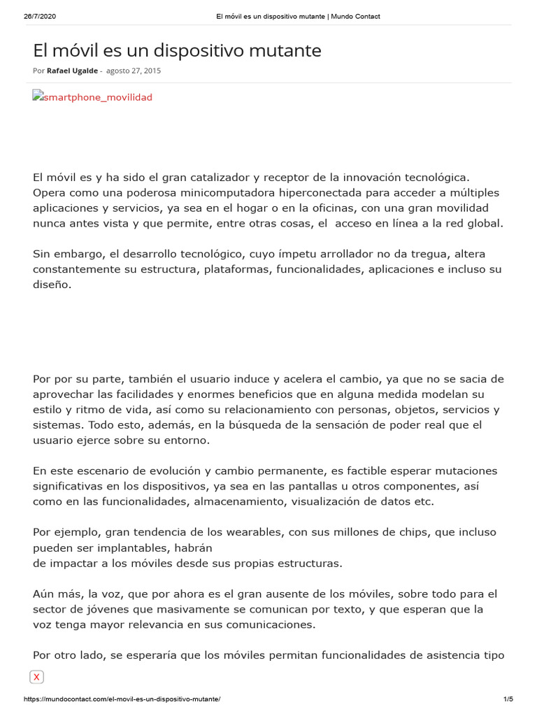 El Móvil Es Un Dispositivo Mutante - Mundo Contact | PDF | Software de ...