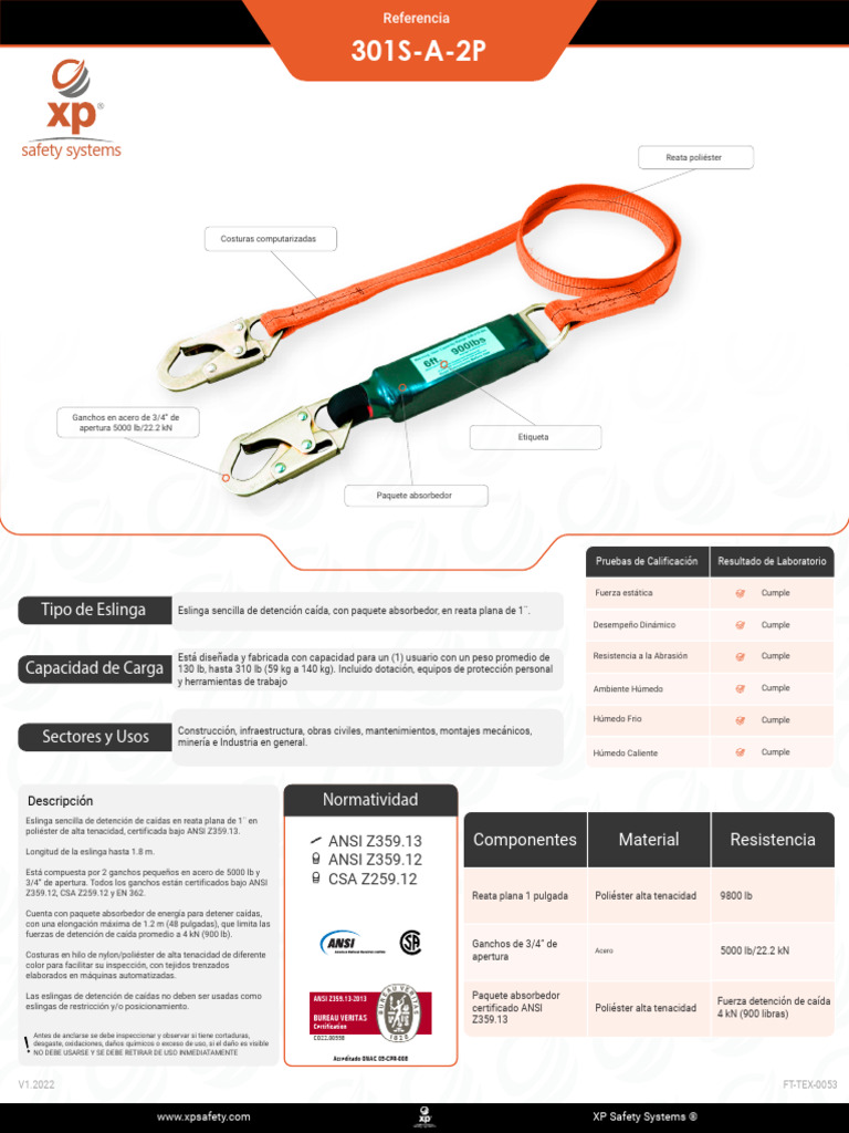 Safety Systems: Tipo de Eslinga Capacidad de Carga | PDF | Materiales
