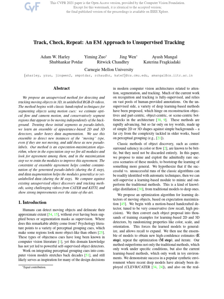 Harley Track Check Repeat An EM Approach To Unsupervised Tracking CVPR ...