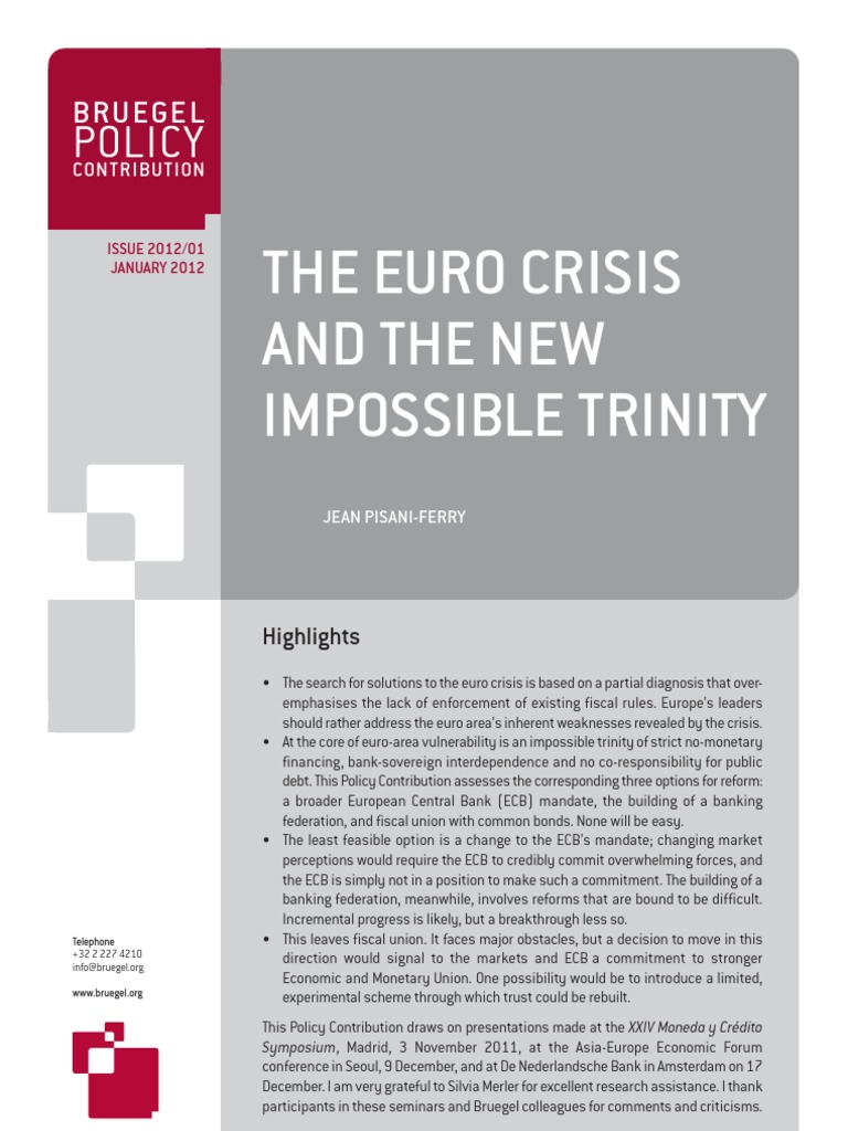 The Euro Crisis and The New Impossible Trinity: Policy | PDF | European ...