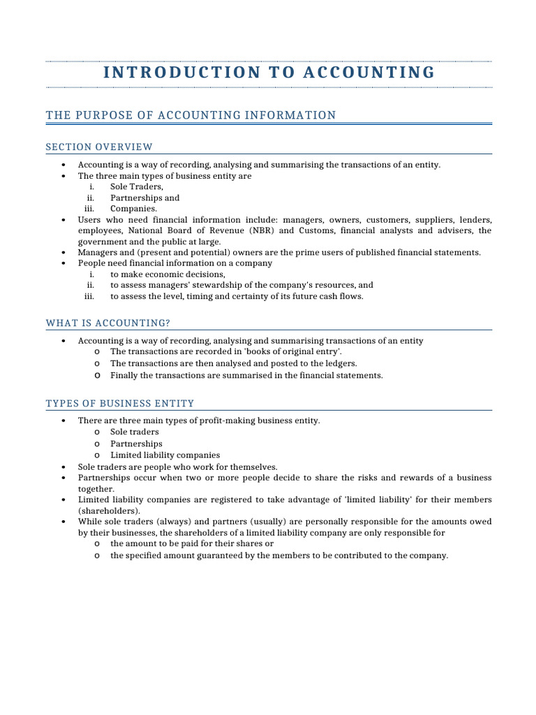 Introduction to Accounting Basics | PDF | Expense | Equity (Finance)