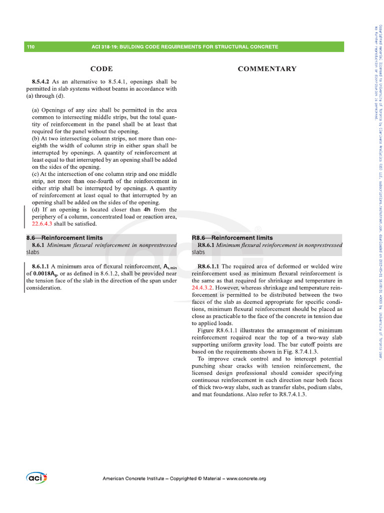 ACI - 318M-19, Clause 8.6.1.1 | PDF