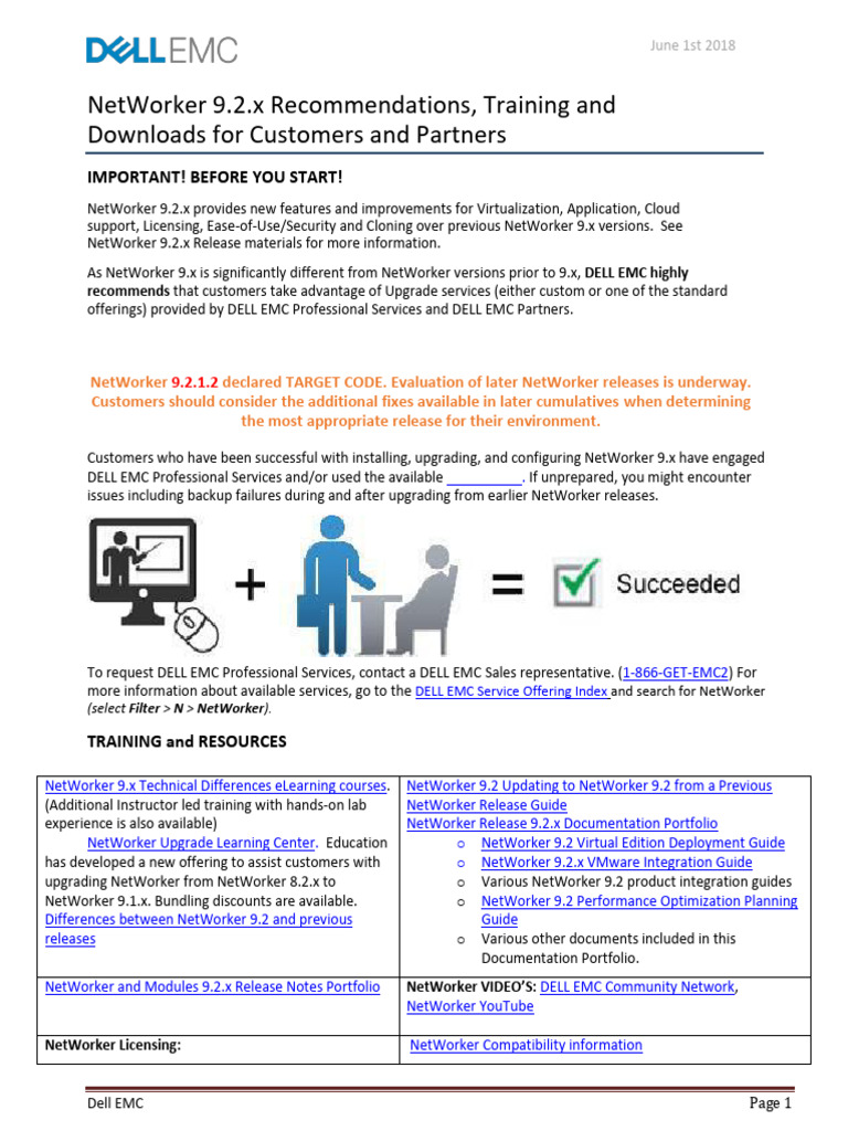 NetWorker 9.2.x Recommendations Training and Downloads For Customers and Partners | PDF | Backup ...