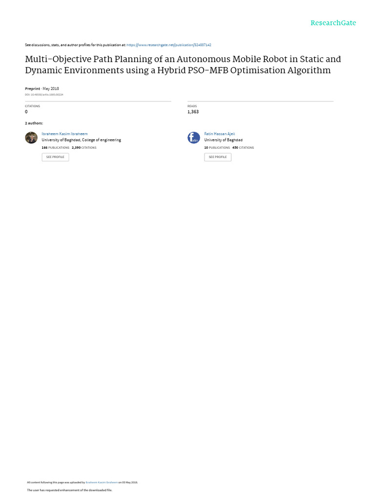 Multi-Objective Path Planning of An Autonomous Mob | PDF | Mathematical Optimization | Applied ...