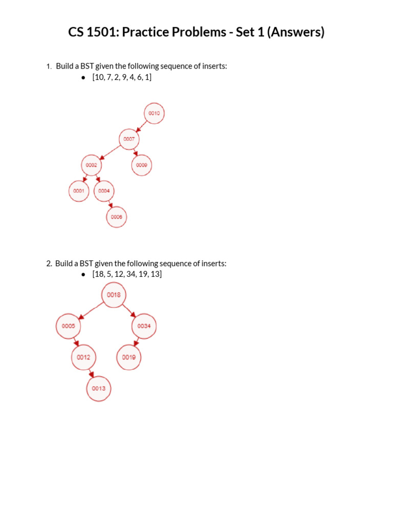 Recitation Practice Problems - Answer Key (UPDATED) | PDF