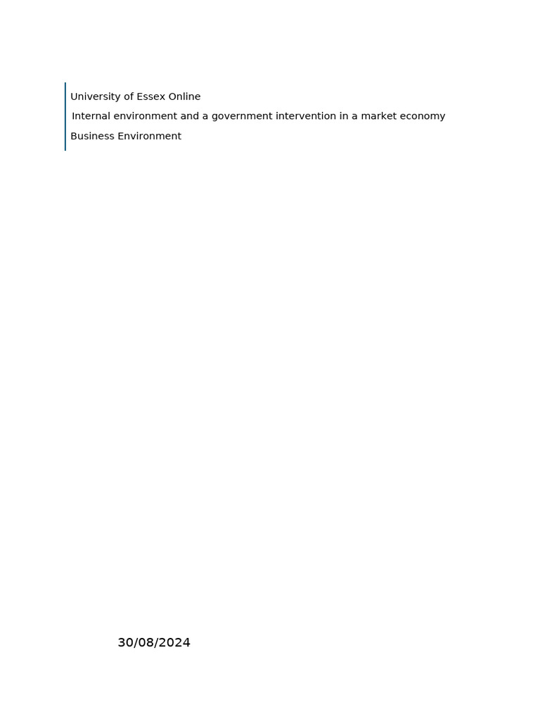 Internal Environment and Government Intervention in A Market Economy ...