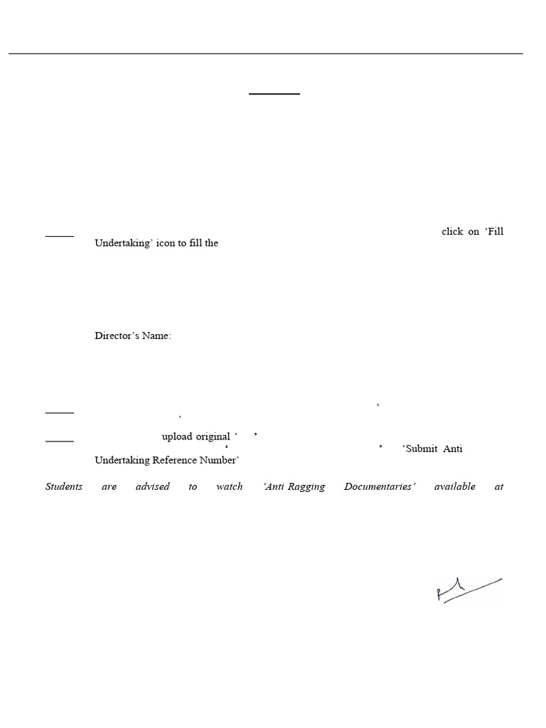Notice For Fill Online Anti-Ragging Undertaking (Academic Year 2024-25 ...