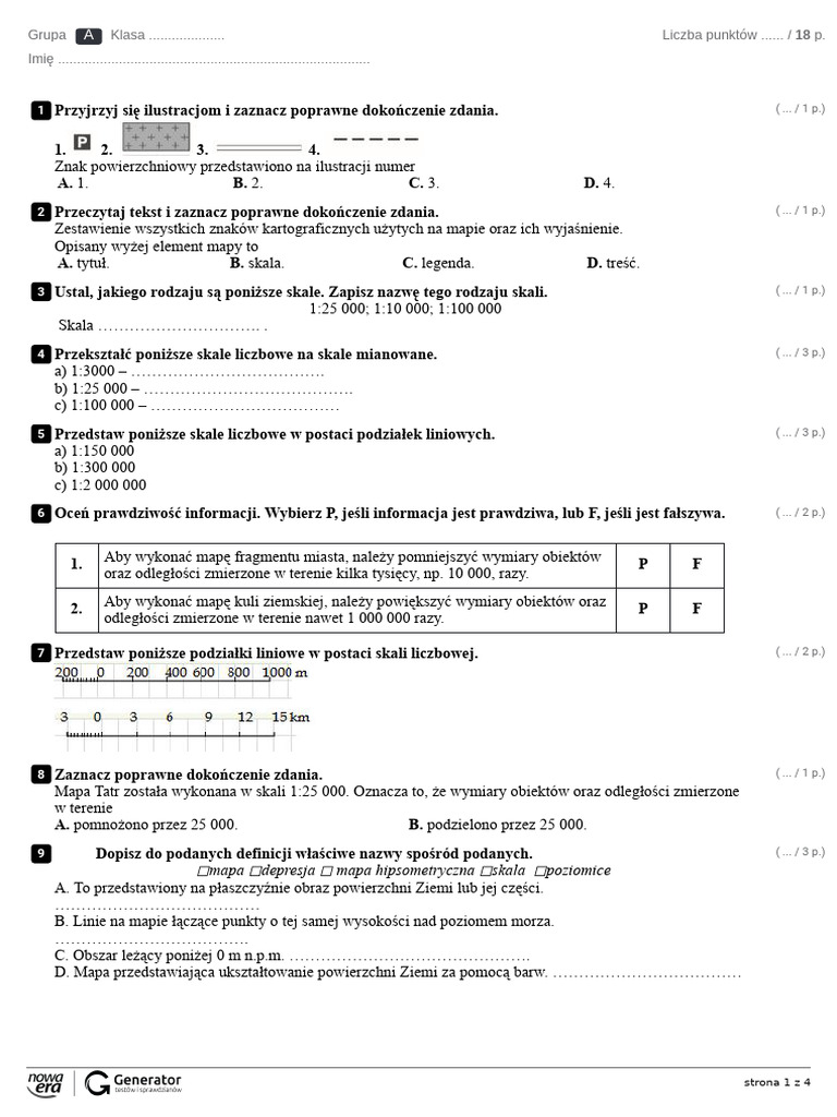 Mapa i Skala Test - Ekowydruk | PDF
