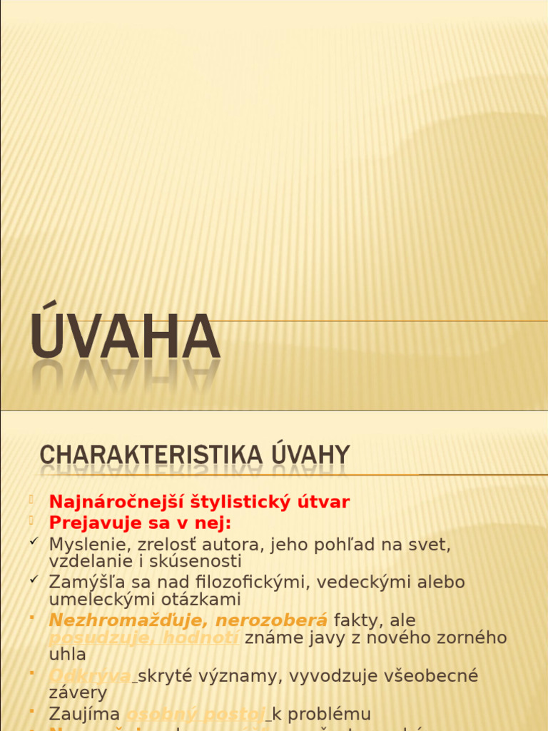 Úvaha (Prezentácia SŠ) | PDF