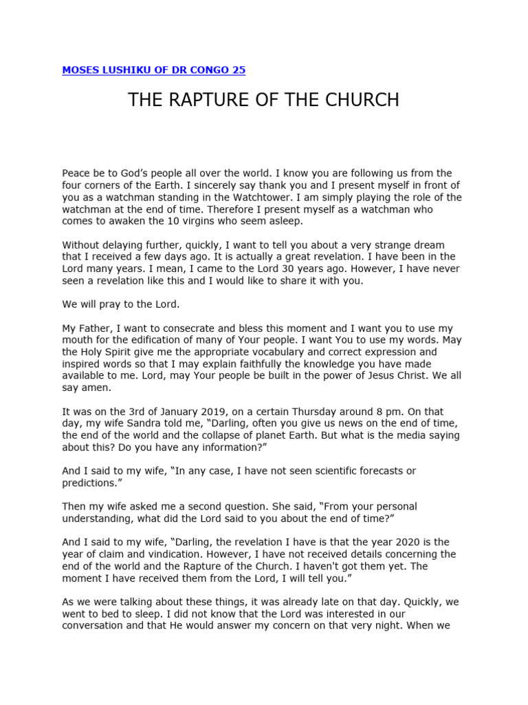 The Rapture of The Church | PDF | Eschatology | Rapture
