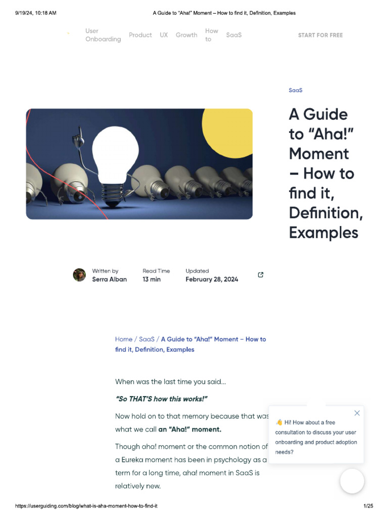 A Guide To "Aha!" Moment - How To Find It, Definition, Examples | PDF