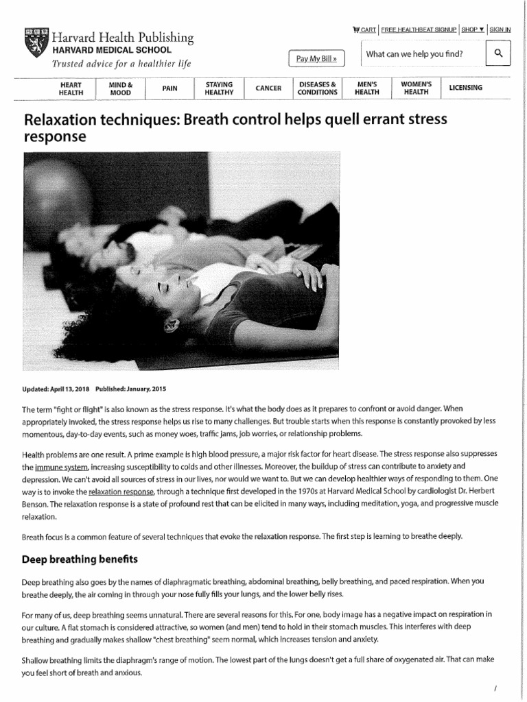 Relaxation Techniques. Breath Control Helps Quell Errant Stress | PDF