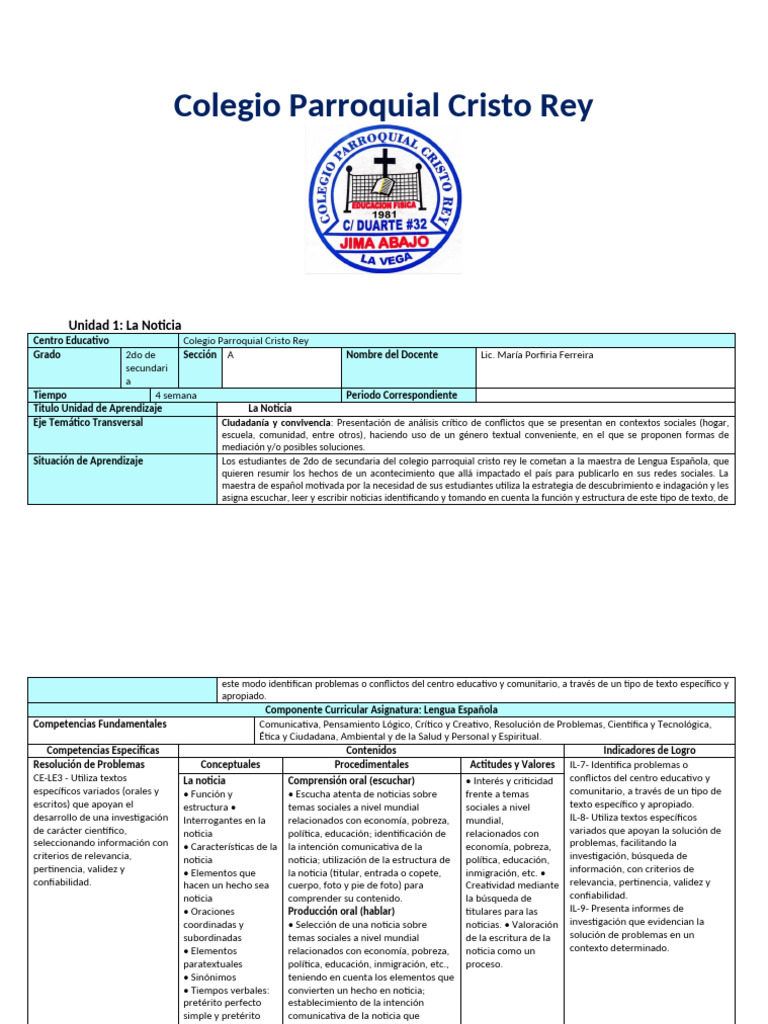 planificacion de lengua española 2do secundaria | PDF | Evaluación ...