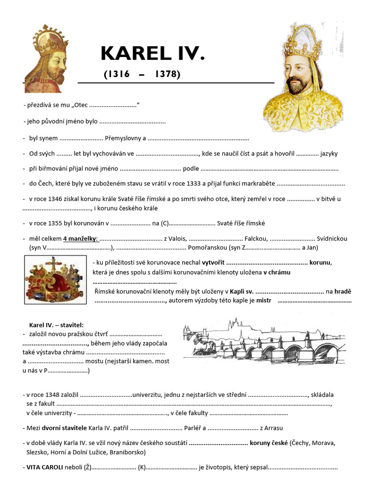 Karel IV. - Pracovní List | PDF
