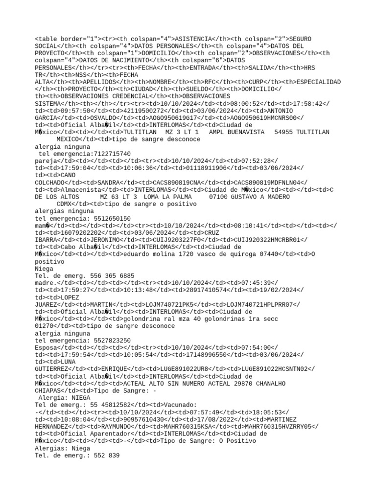 Reporte Asistencia 14102024 110920 | PDF