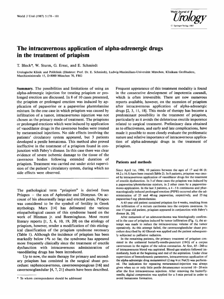 The Intracavernous Application of Alpha-Adrenergic Drugs in The ...